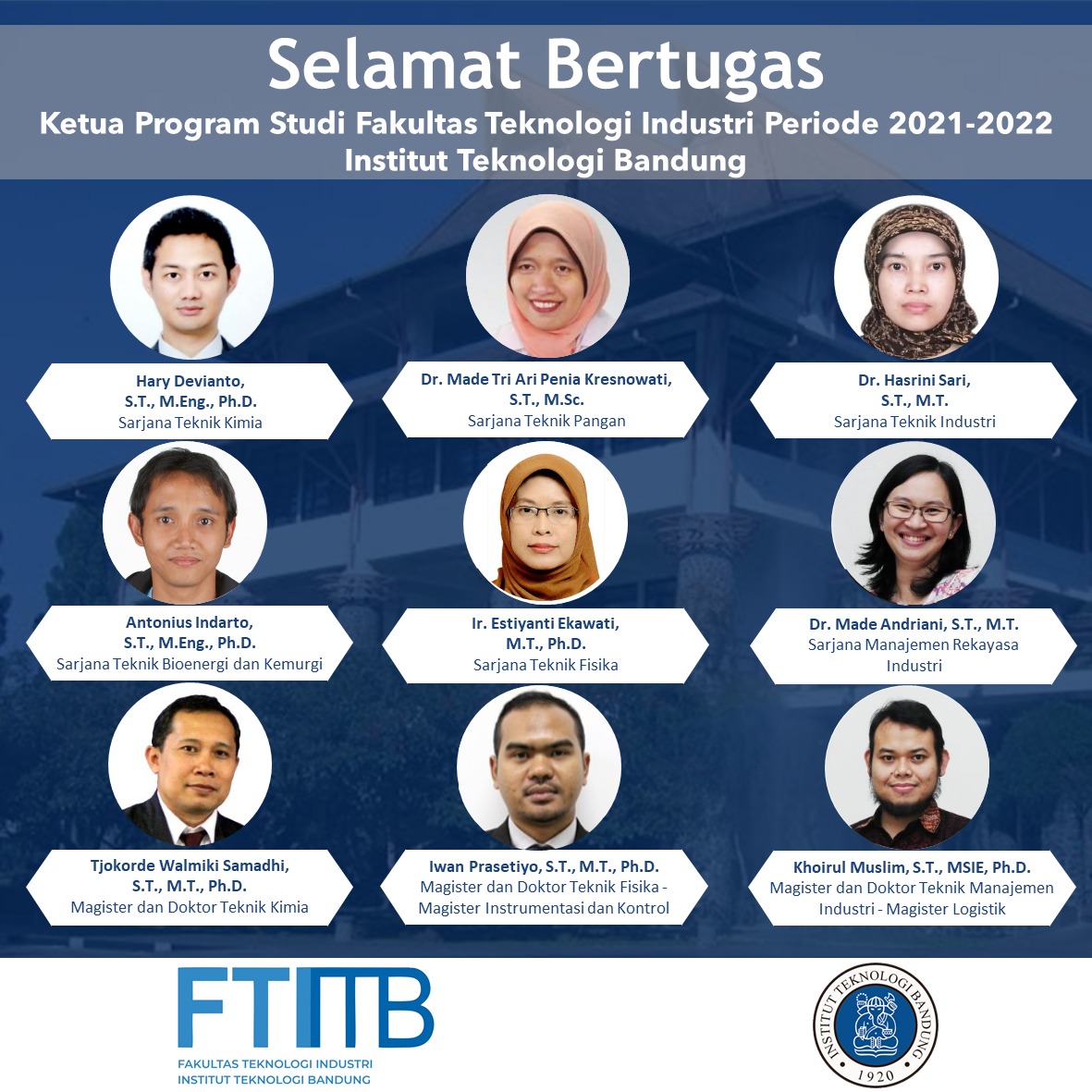Selamat Bertugas Ketua Program Studi Fakultas Teknologi Industri ...