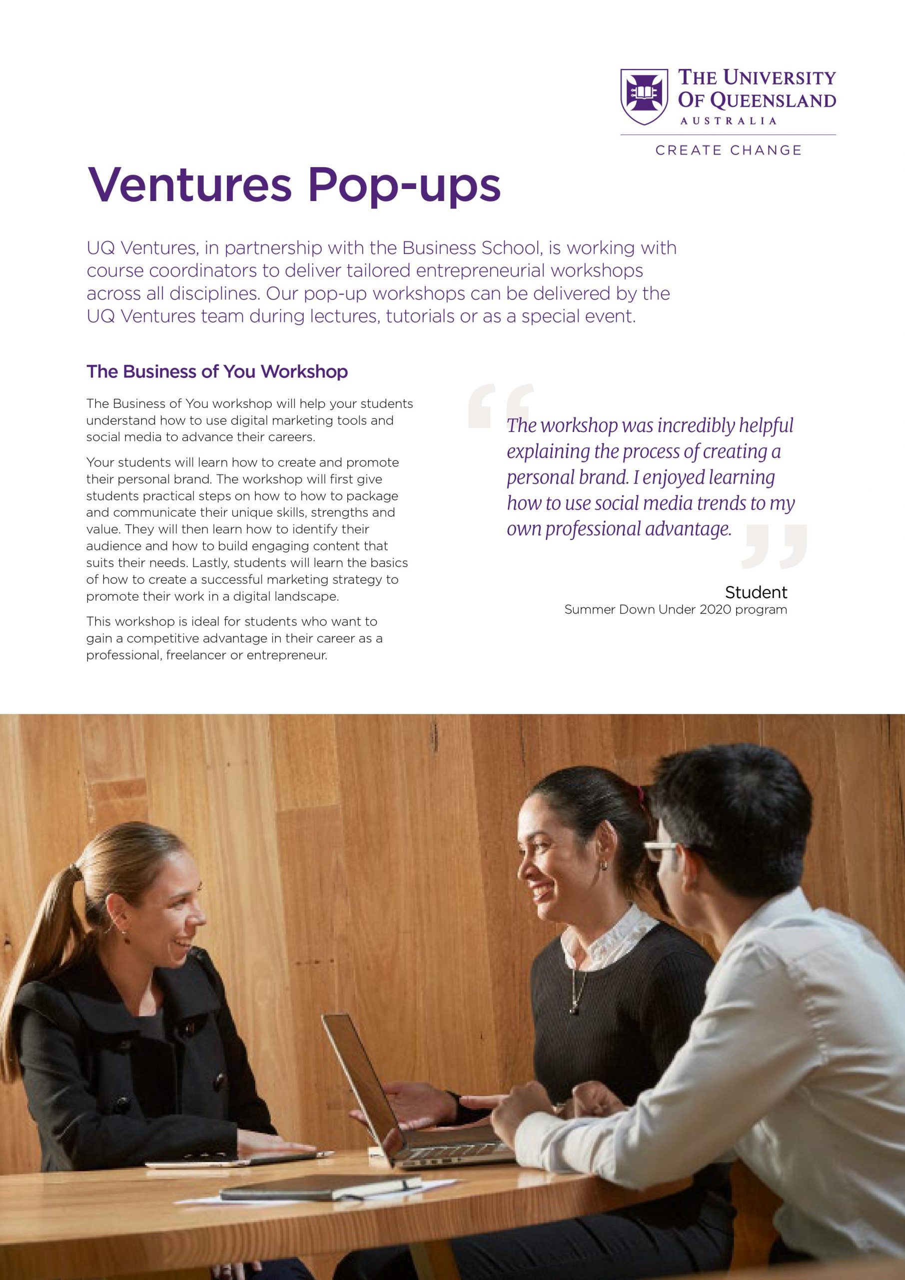 Student Entrepreneurship Workshops The University of Queensland ...