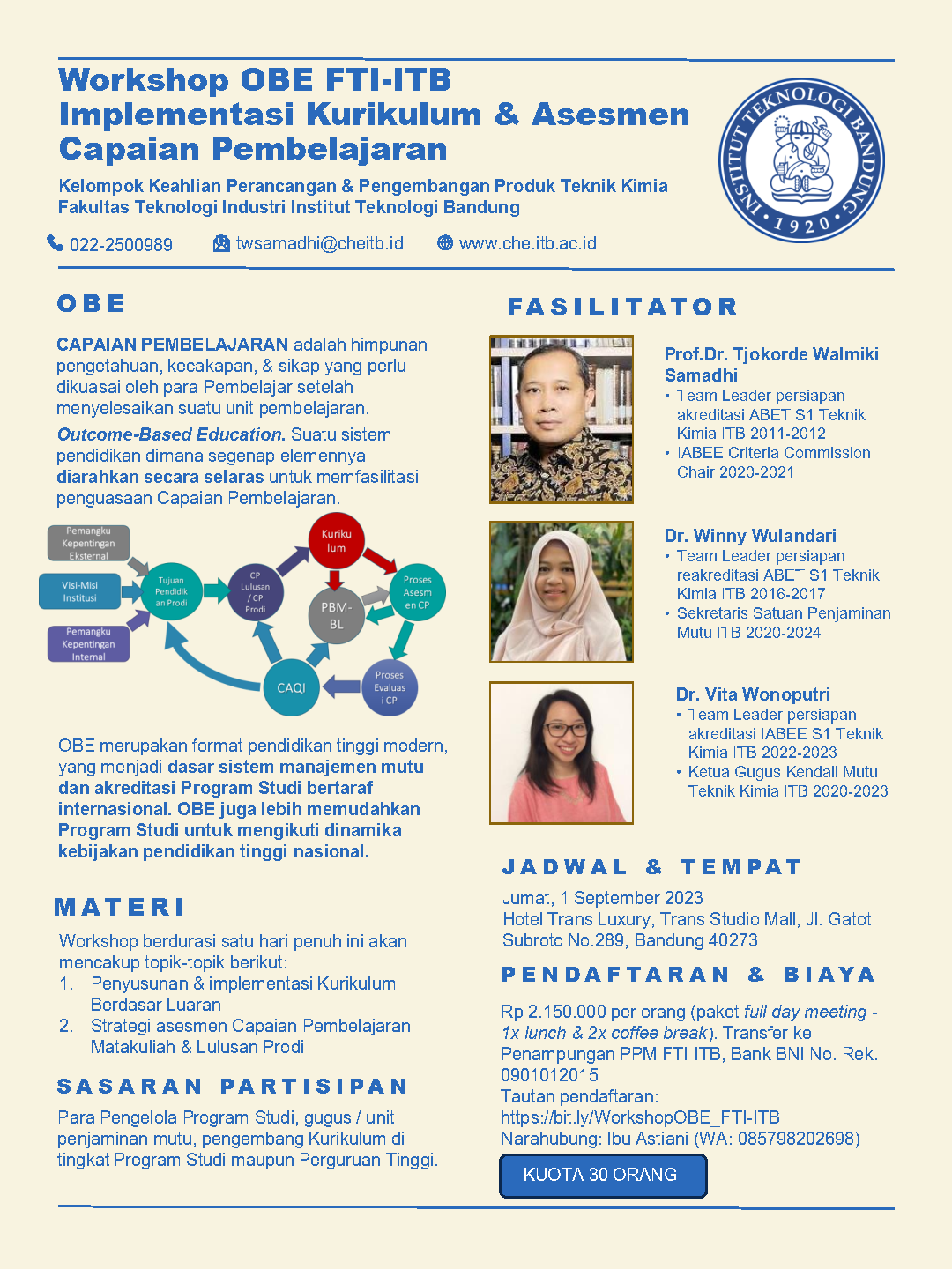 Workshop OBE FTI-ITB Implementasi Kurikulum & Asesmen Capaian Pembelajaran – FAKULTAS TEKNOLOGI ...